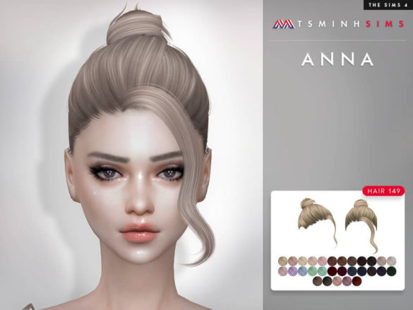 Sims 4 Anna Hair 149 by TsminhSims - Best Sims Mods