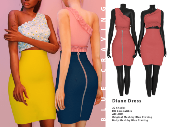 Sims 4 Diane Dress by Blue Craving - Best Sims Mods