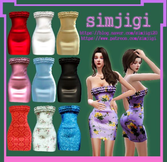 Sims 4 Shoulder line mini dress by Simjigi - Best Sims Mods