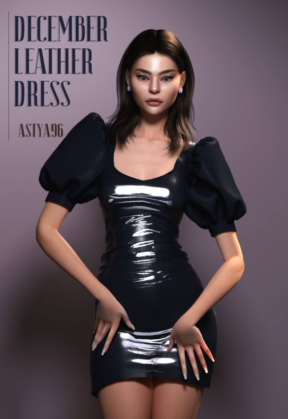 Sims 4 December Leather Dress at Astya96 - Best Sims Mods