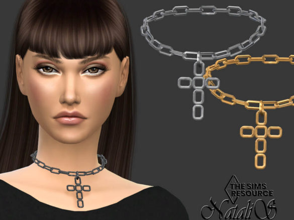 The Sims 4 Chain choker with cross by NataliS - Best Sims Mods