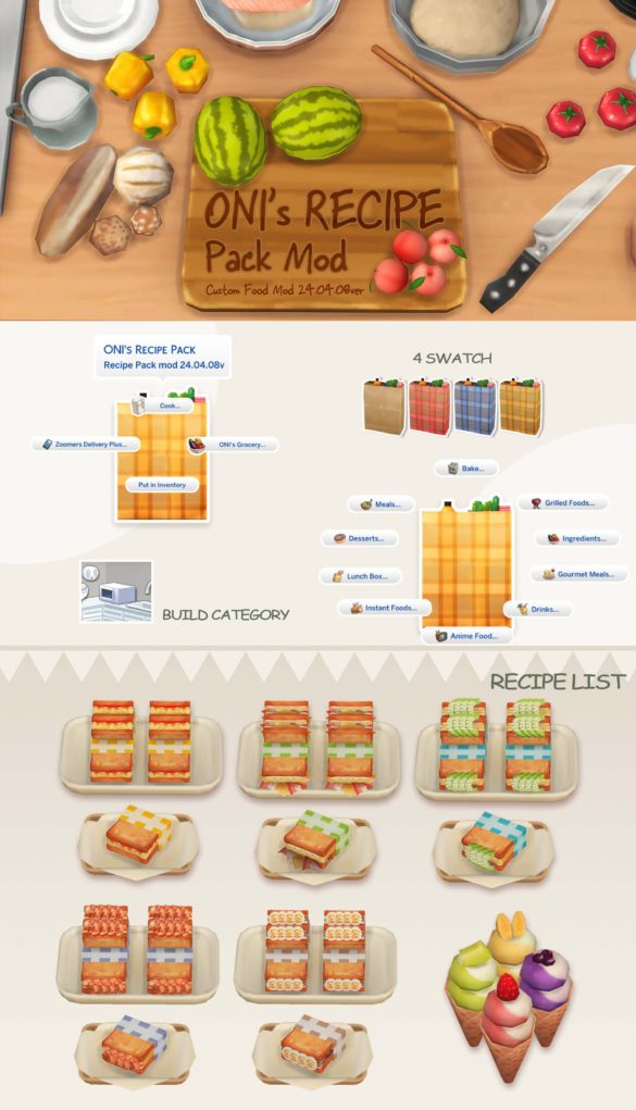 Oni's Recipe Pack_custom food mod - Best Sims Mods