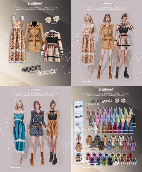 GUCCI S/S DRESS & ACC - Best Sims Mods